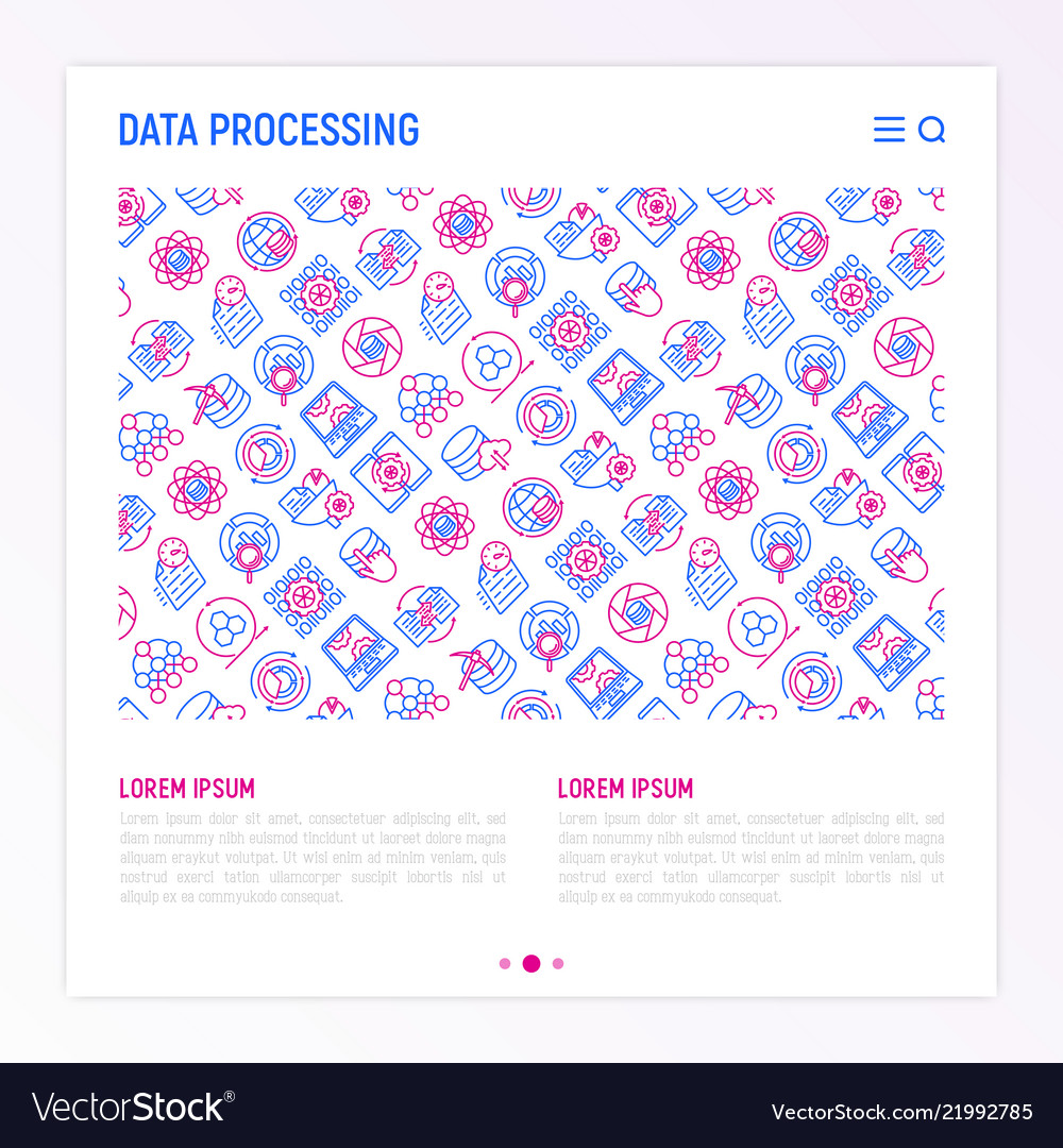 Data processing concept with thin line icons Vector Image
