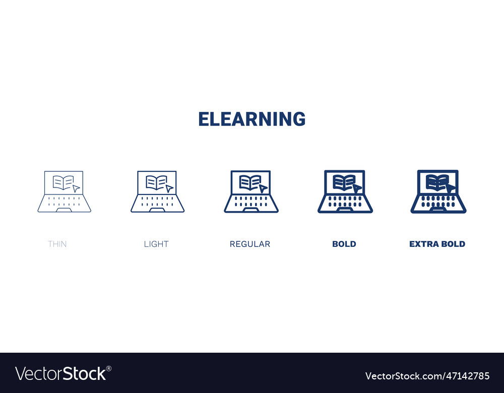 Elearning icon thin light regular bold black Vector Image