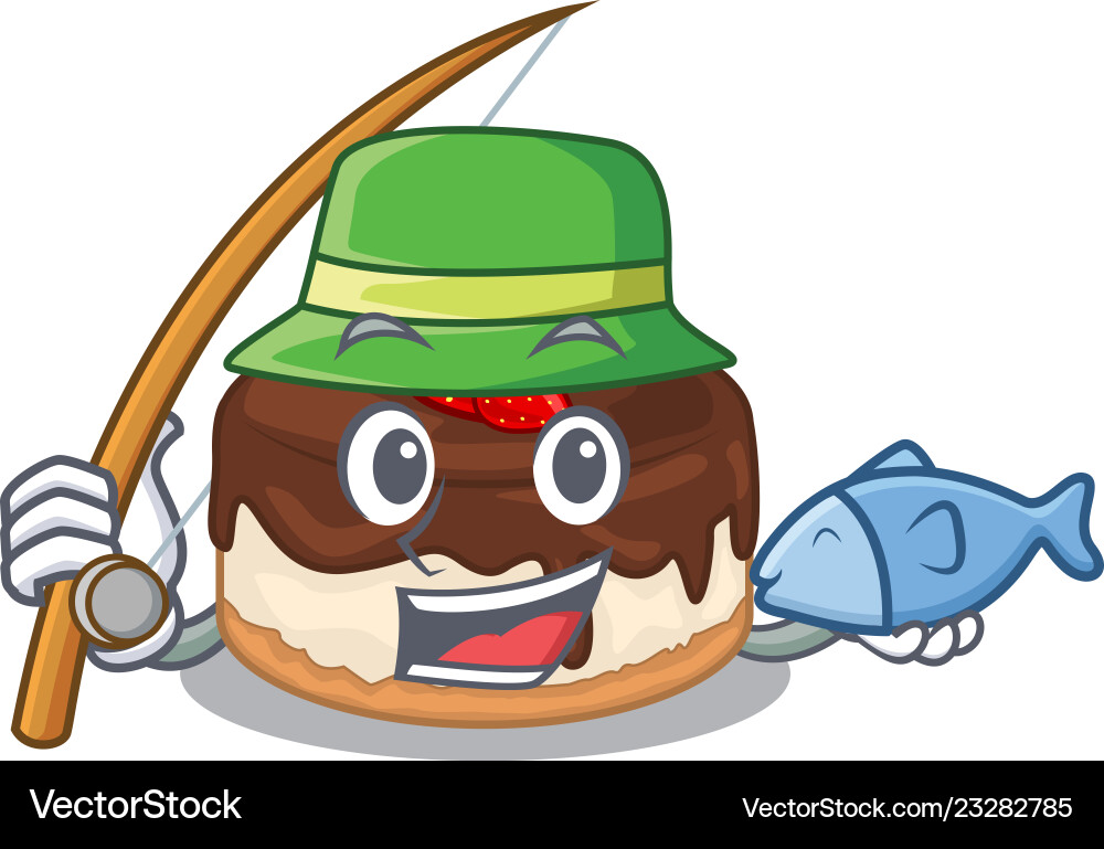 Fishing berries cartoon cake on above table Vector Image