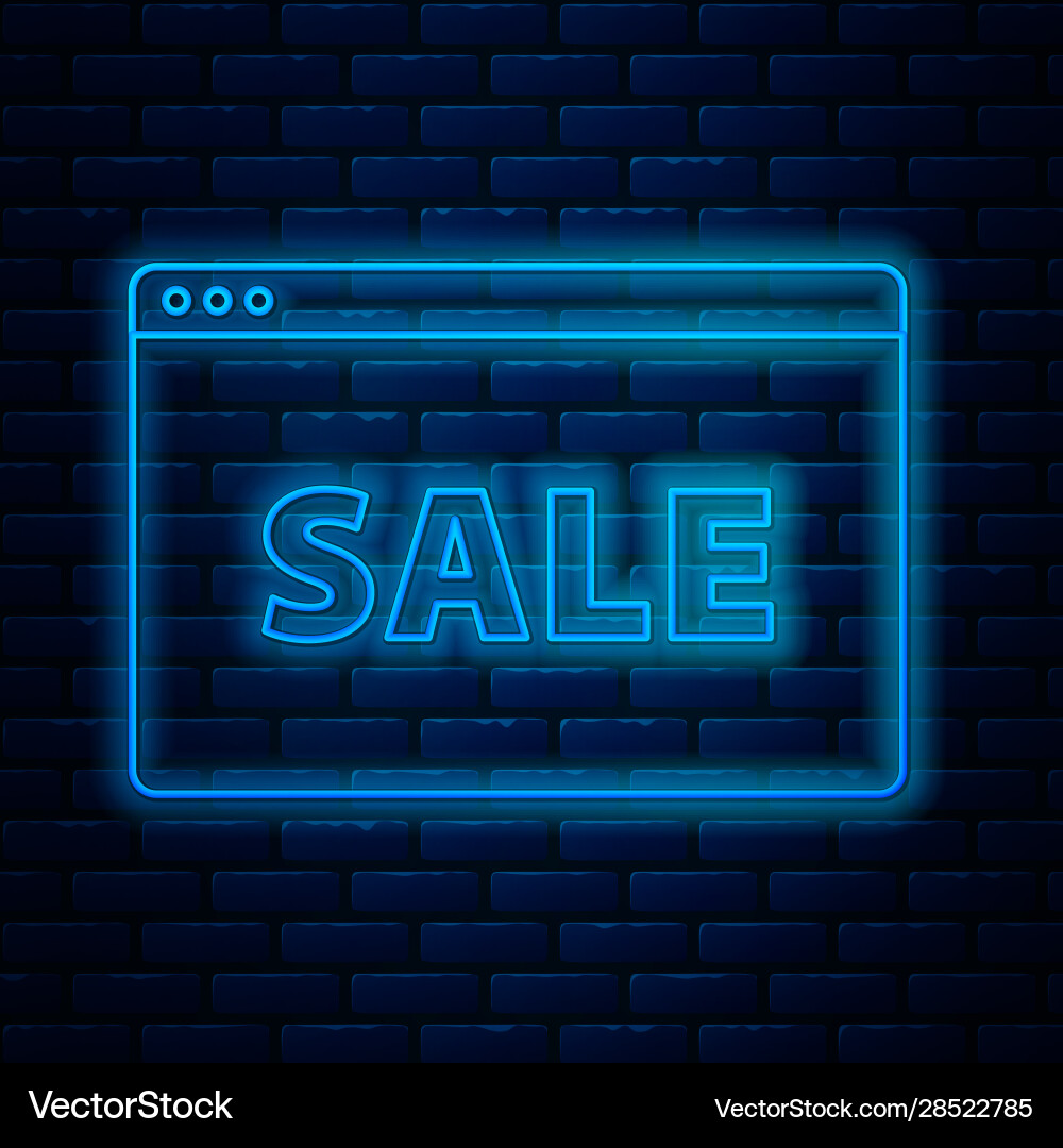 Glowing neon line hanging sign with text online Vector Image