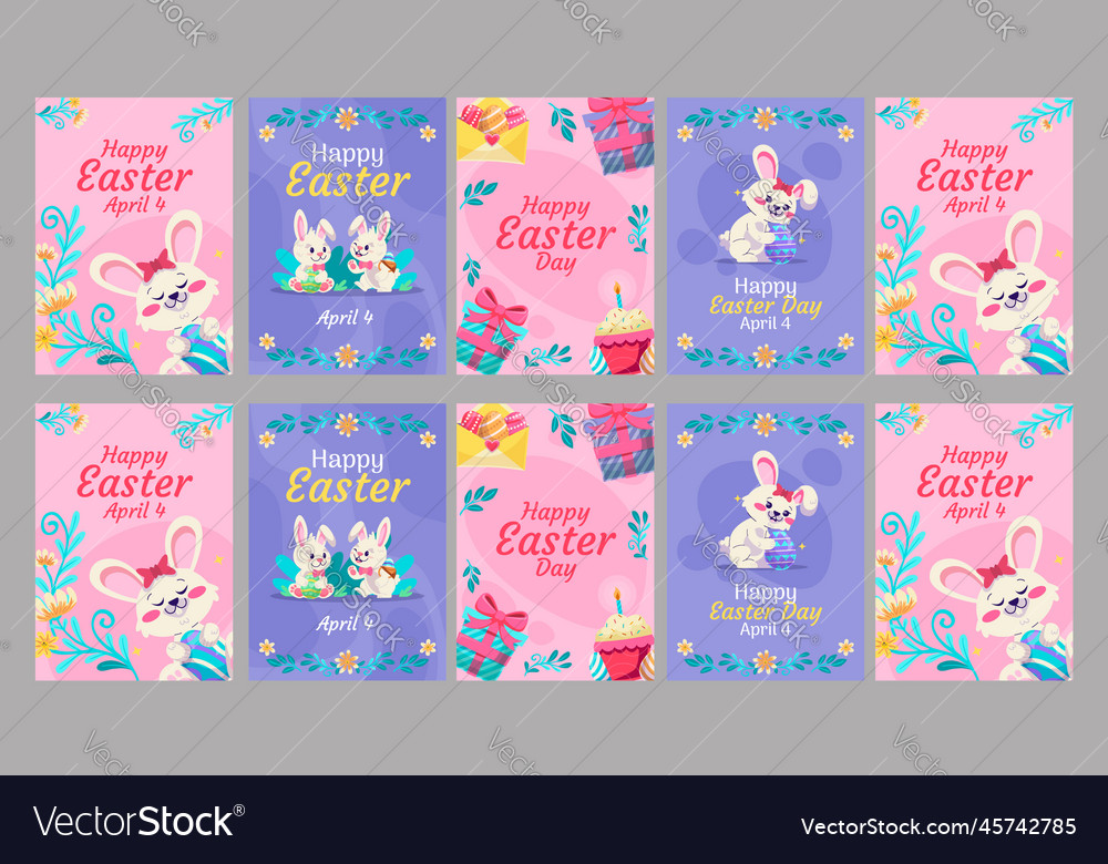 Happy easter day social media stories template Vector Image