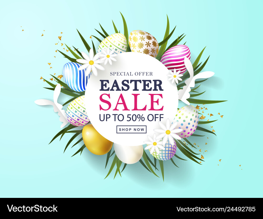 Happy easter sale bannerbeautiful background Vector Image