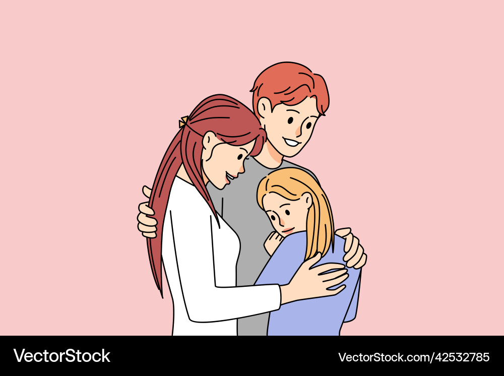 Happy family with kid hugging Royalty Free Vector Image
