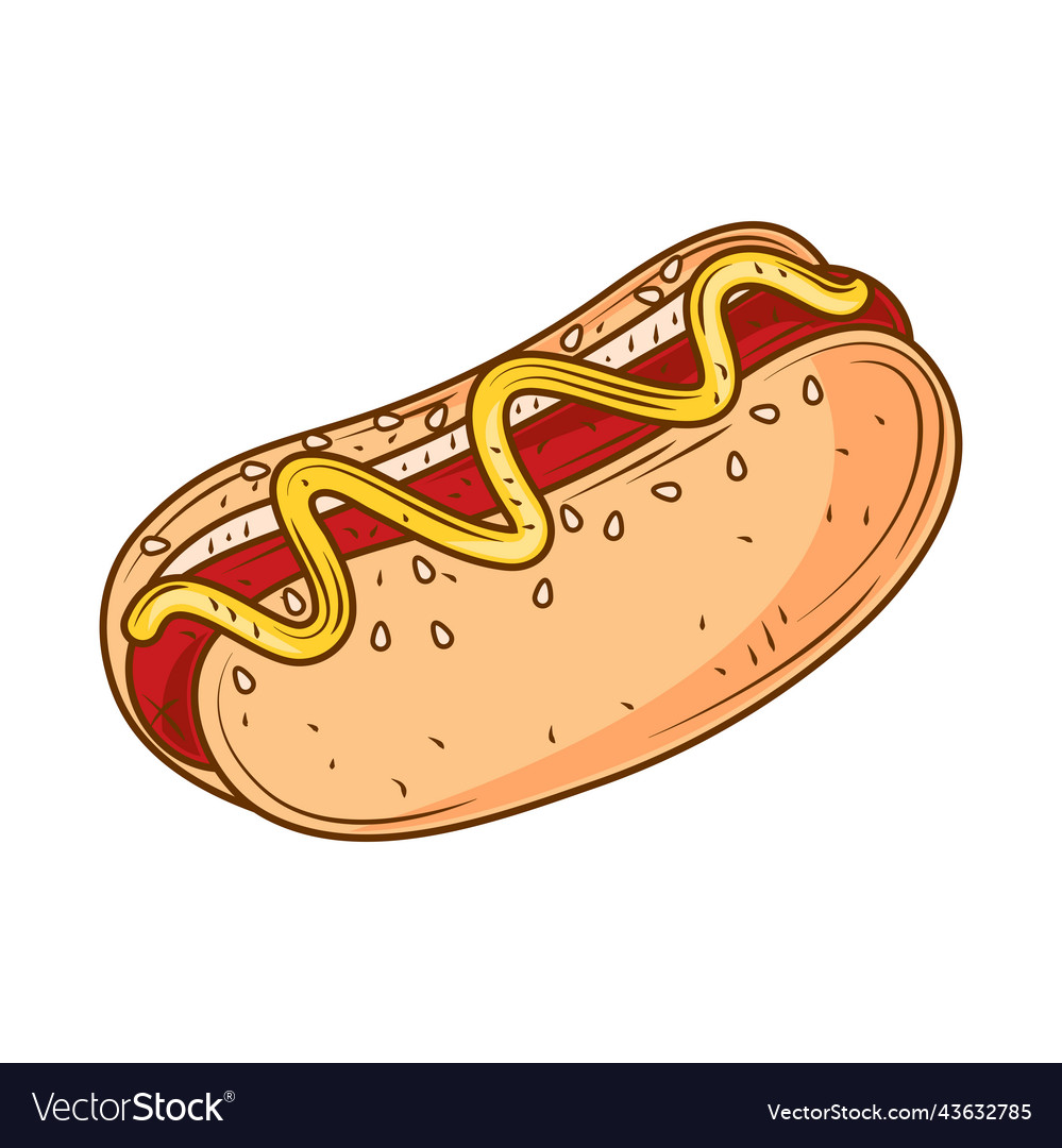 Hot dog fast food Royalty Free Vector Image - VectorStock Hot dog fast food Royalty Free Vector Image - VectorStock