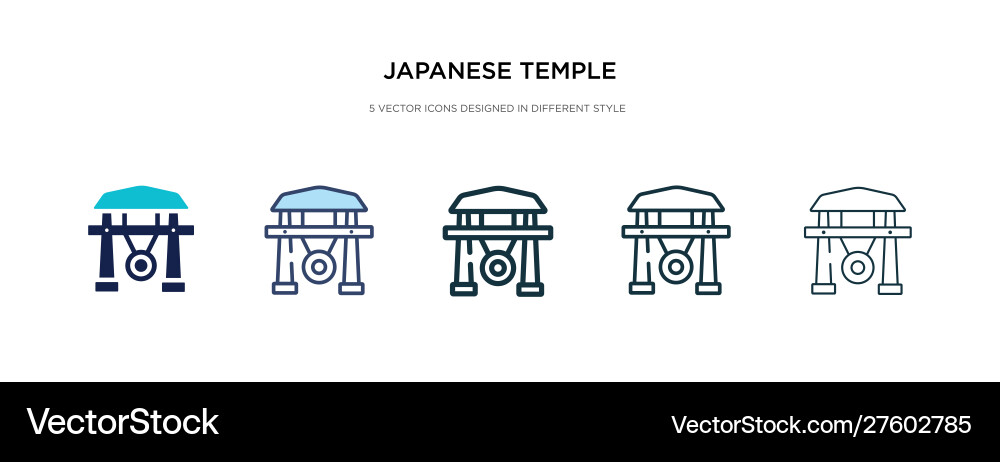 Japanese temple icon in different style two Vector Image