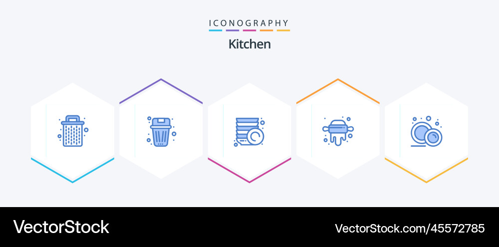 Kitchen 25 blue icon pack including food plate Vector Image