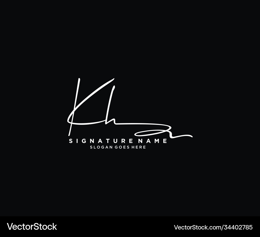 Letter kh signature logo template Royalty Free Vector Image