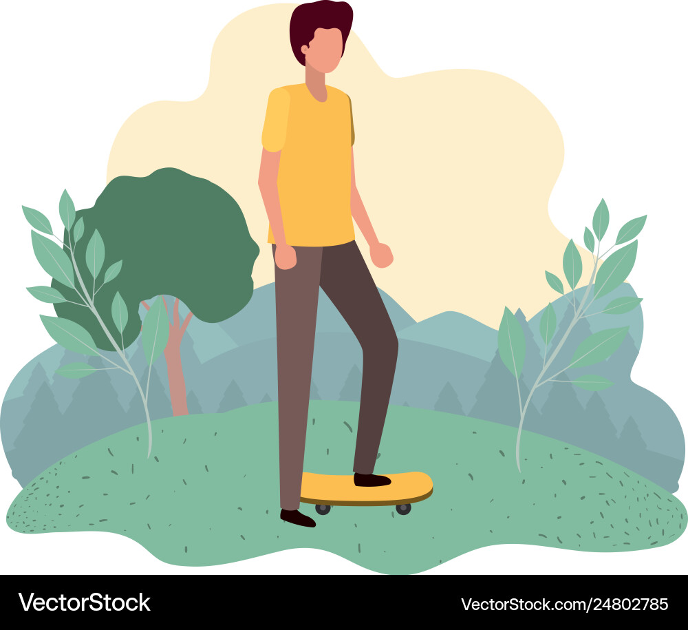 Man standing in landscape avatar character Vector Image