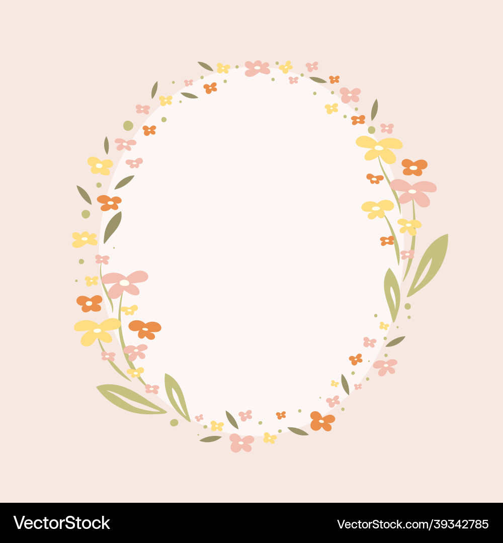 Pastel flower frame flat design Royalty Free Vector Image