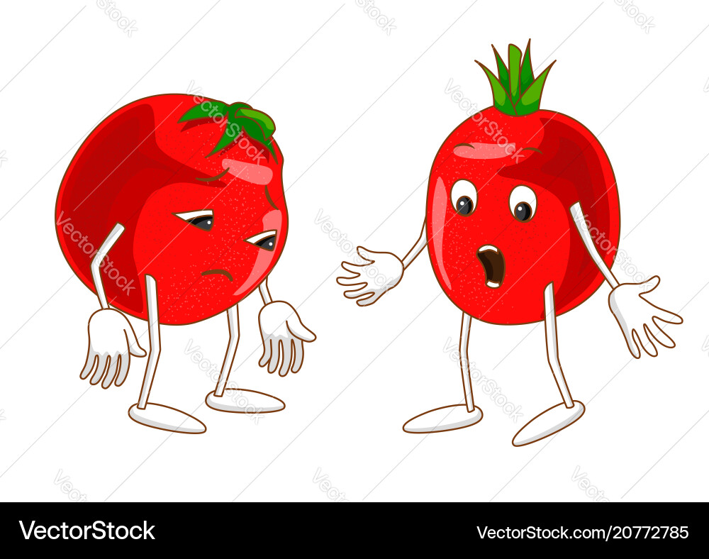 Sad and surprised emotional vegetable Royalty Free Vector