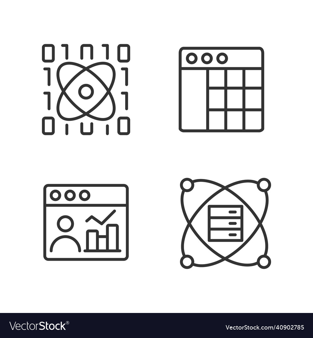 Science data mining linear perfect pixel icons set