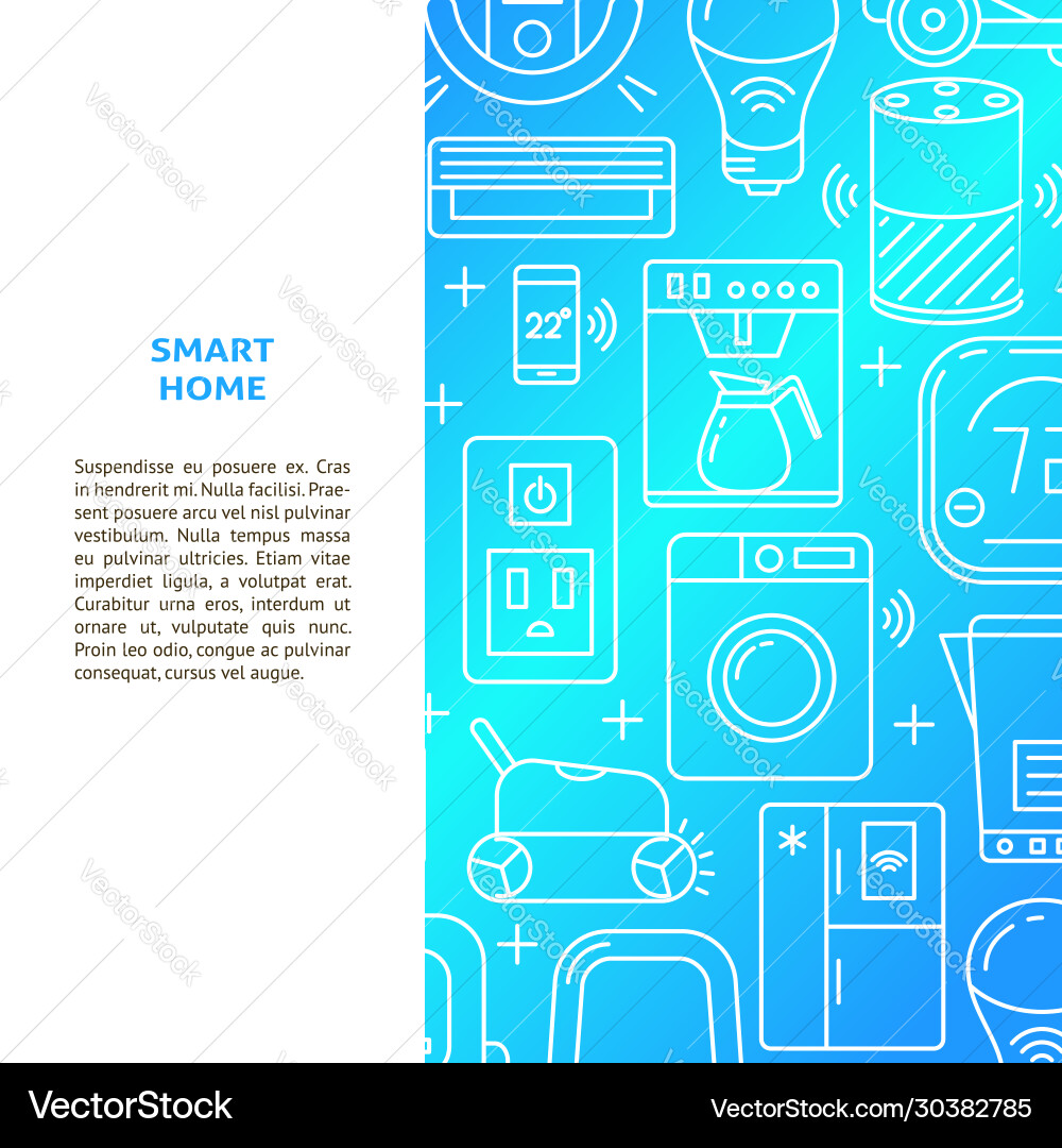 Smart home banner template in line style Vector Image