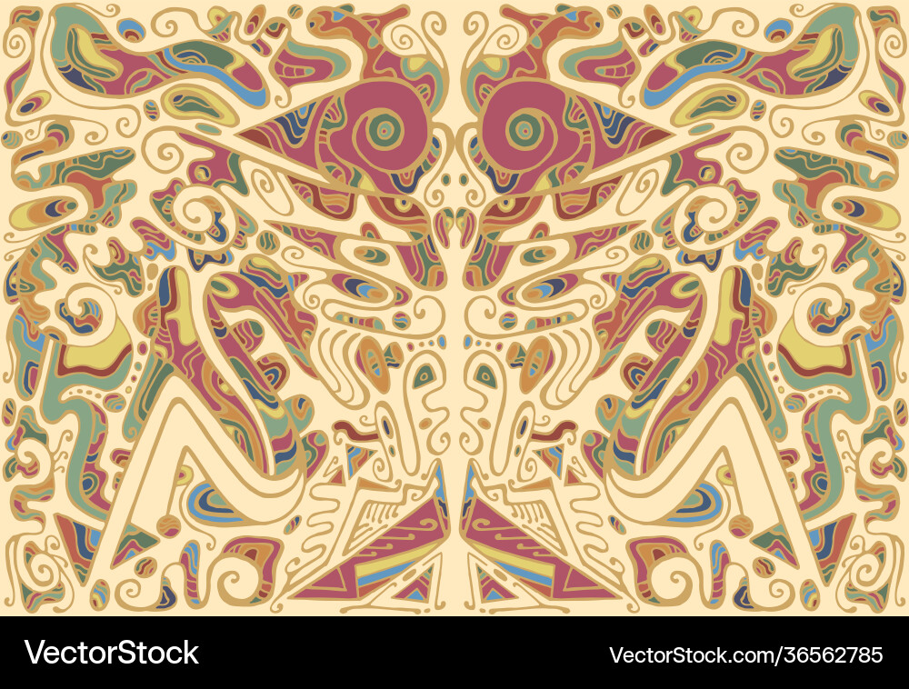 Whimsical original tribal colorful psychedelic Vector Image