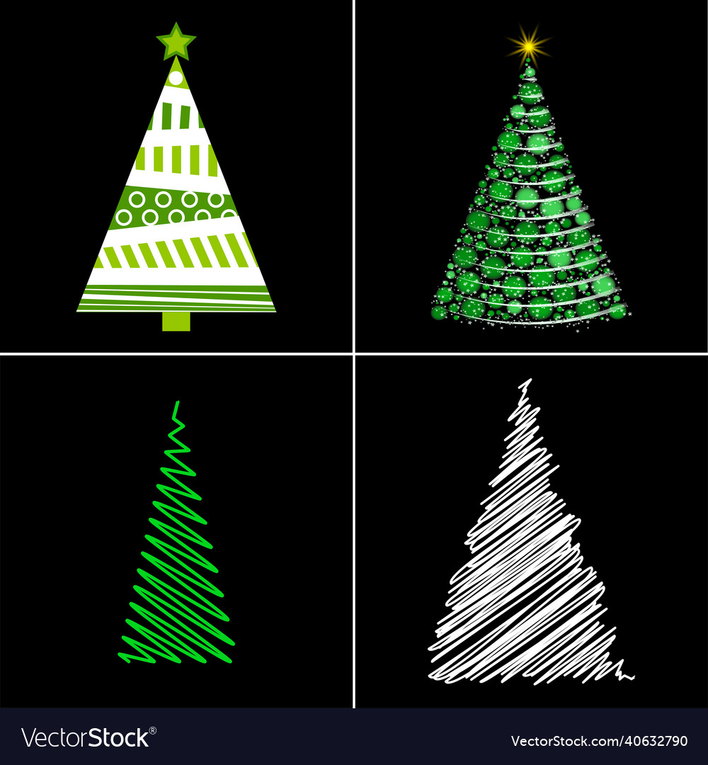 Abstract christmas tree set holiday isolated Vector Image