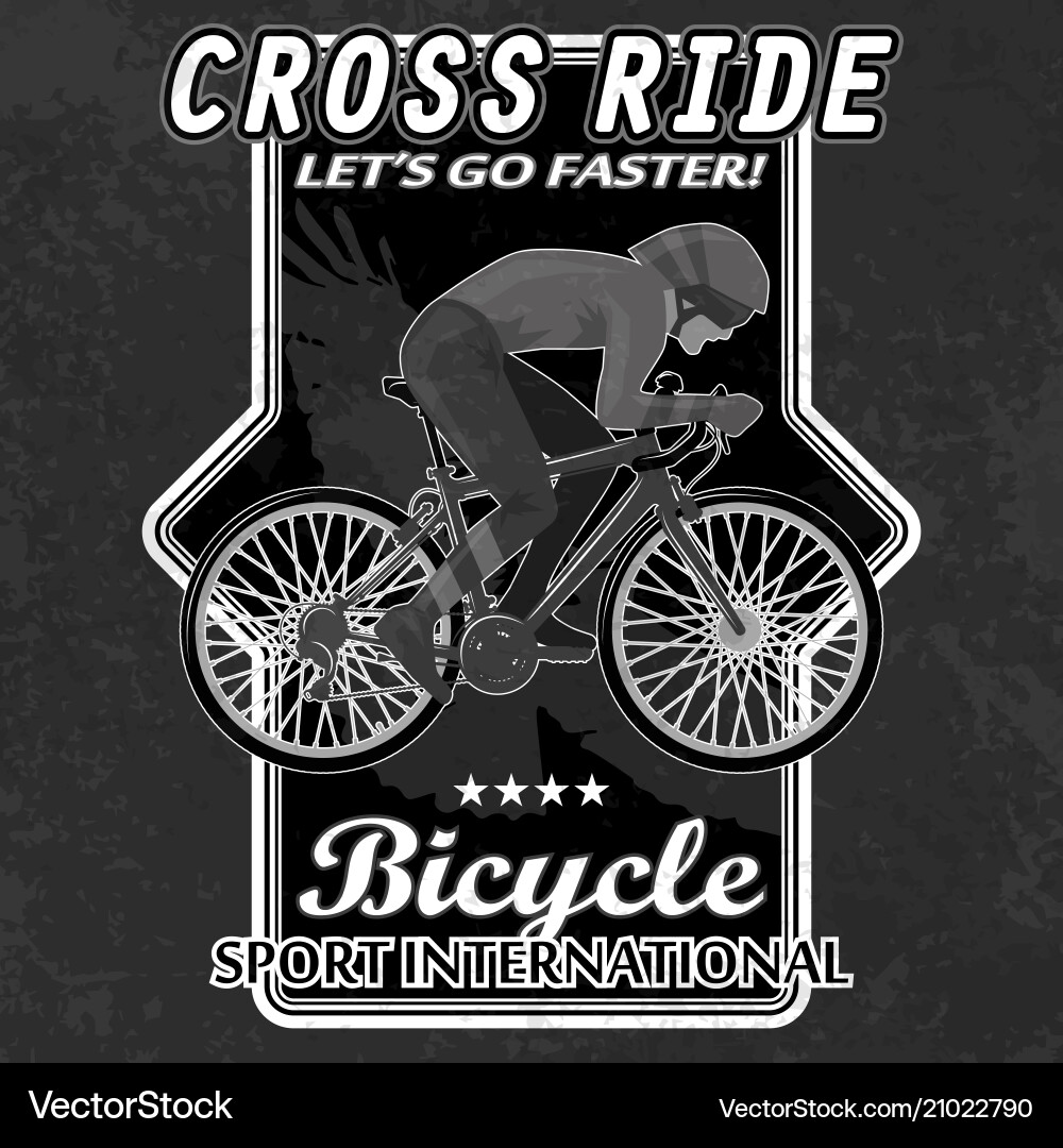 Bike emblem with grunge elements Royalty Free Vector Image