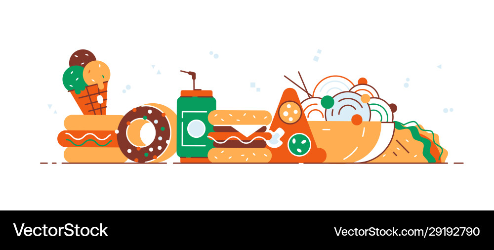 Colorful fast food Royalty Free Vector Image - VectorStock