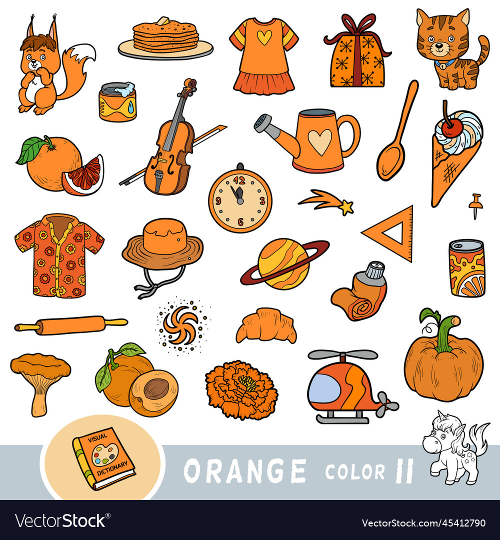 Colorful set of orange color objects visual Vector Image Colorful set of orange color objects visual Vector Image