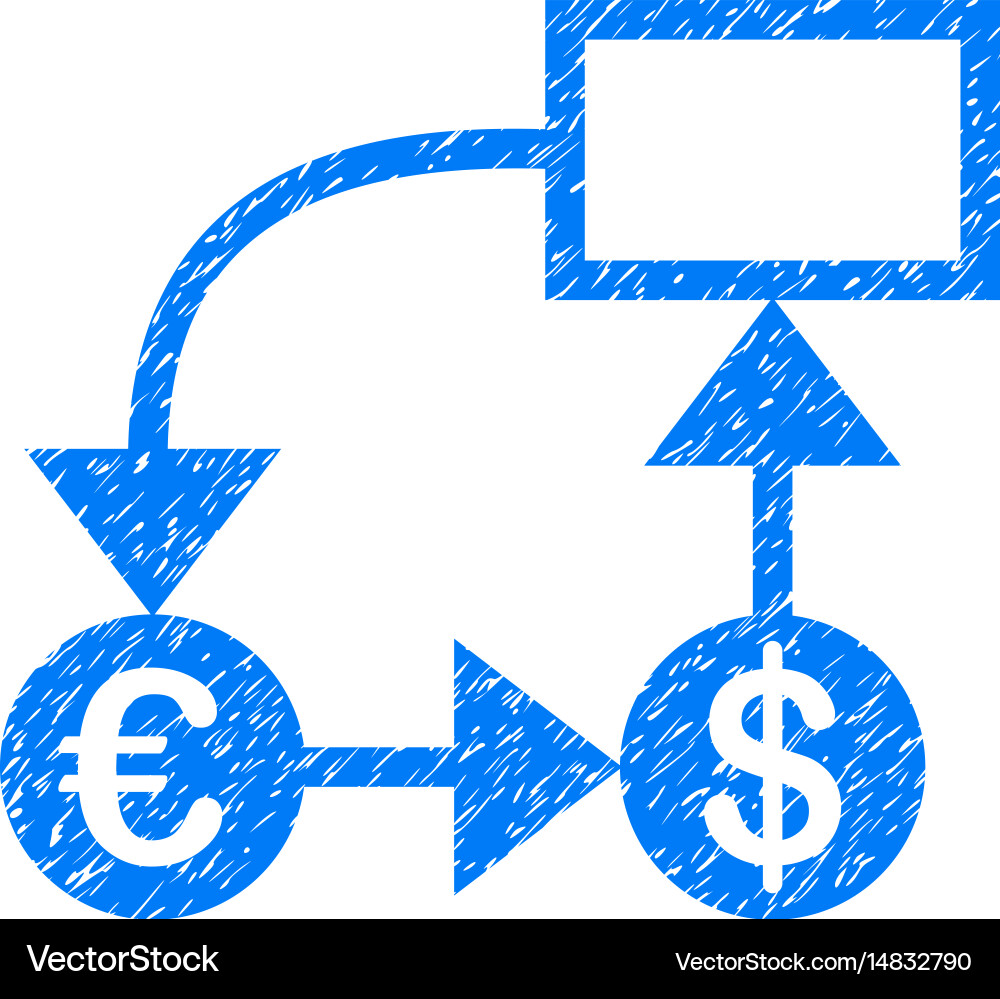 Euro and dollar flow chart grunge icon Royalty Free Vector