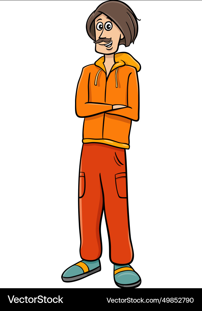 Funny cartoon young man with a mustache comic Vector Image