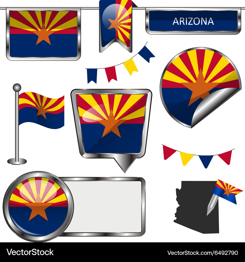 Glossy icons with arizonan flag Royalty Free Vector Image
