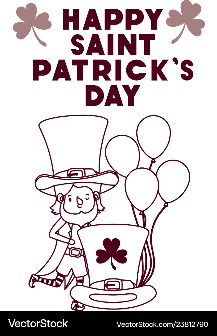 Happy saint patricks day label with leprechaun Vector Image