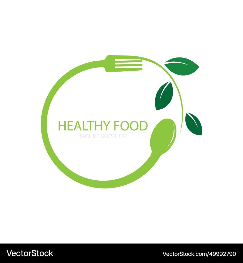 Healthy food logo Royalty Free Vector Image - VectorStock