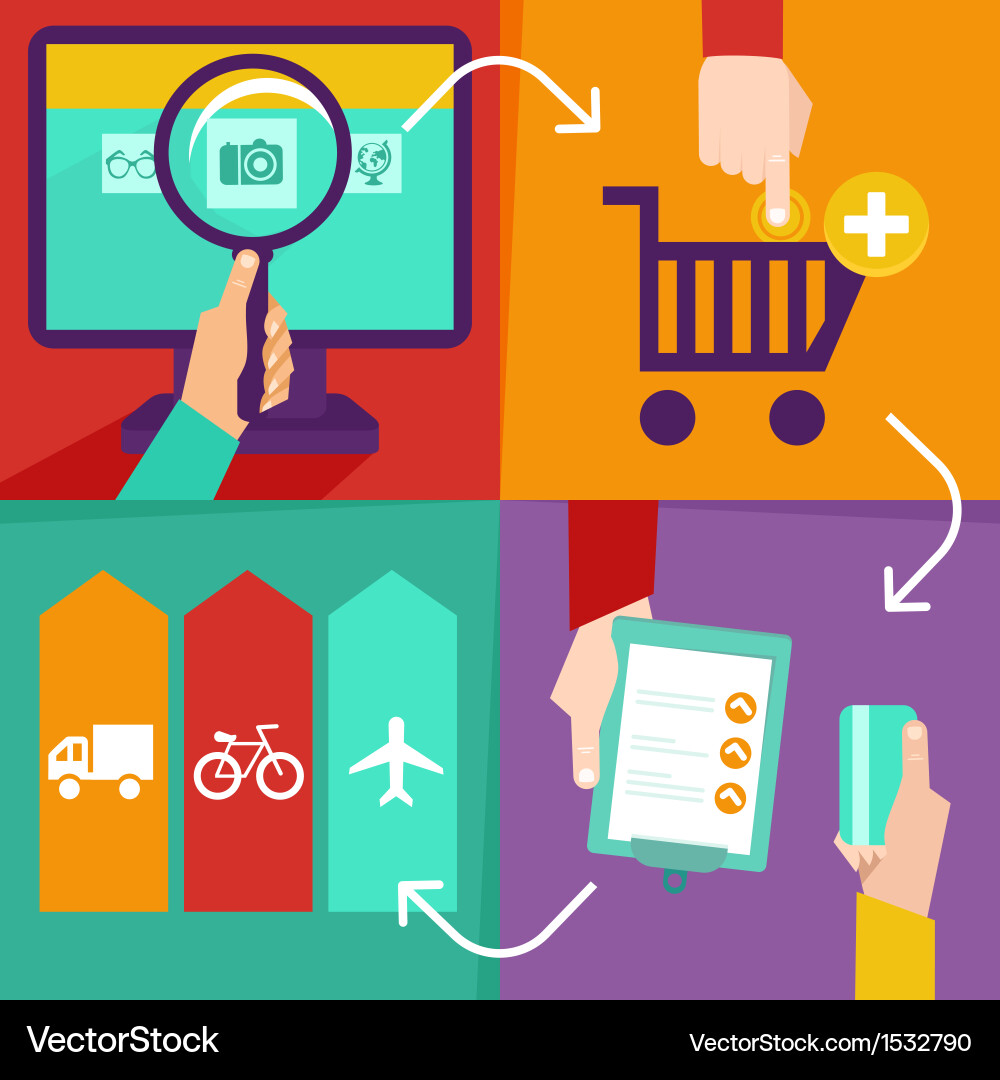 Internet shopping infographics - process of purcha