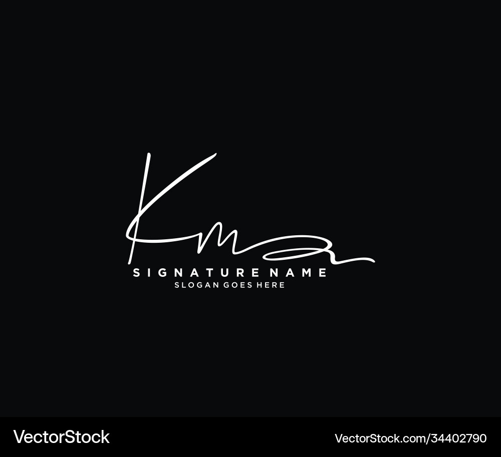 Letter km signature logo template Royalty Free Vector Image