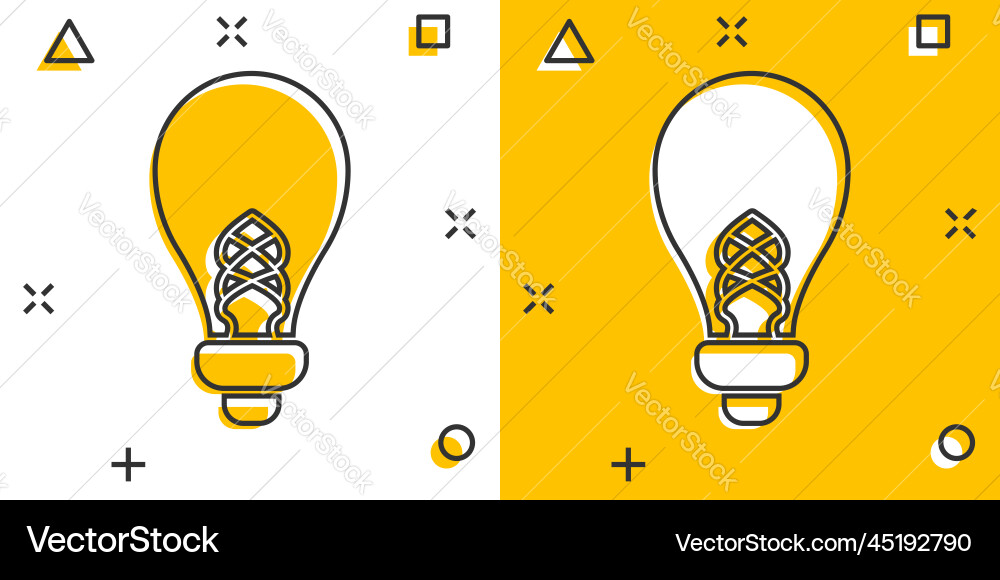 Light bulb icon in comic style lightbulb cartoon Vector Image