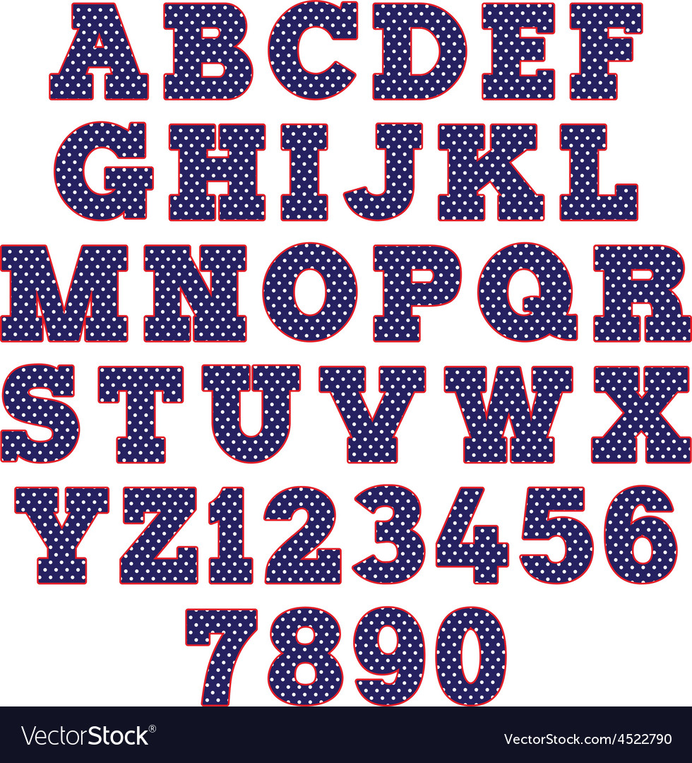 Polka dot alphabet Royalty Free Vector Image - VectorStock