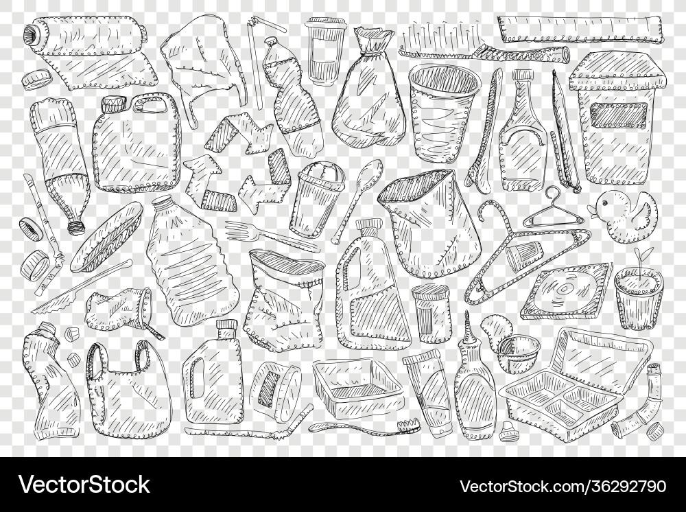 Reusable household and materials for home doodle Vector Image