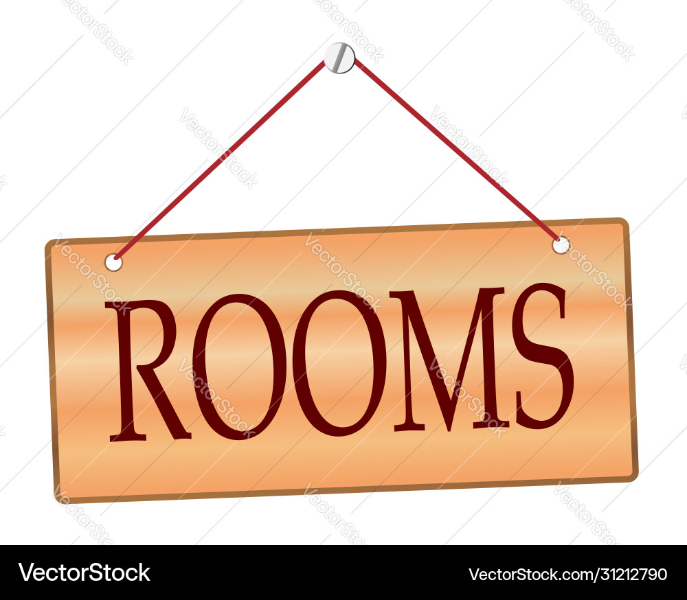 Rooms sign in wood with string Royalty Free Vector Image