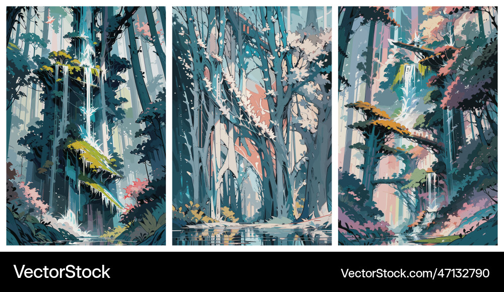 Set of colorful deciduous forests Royalty Free Vector Image