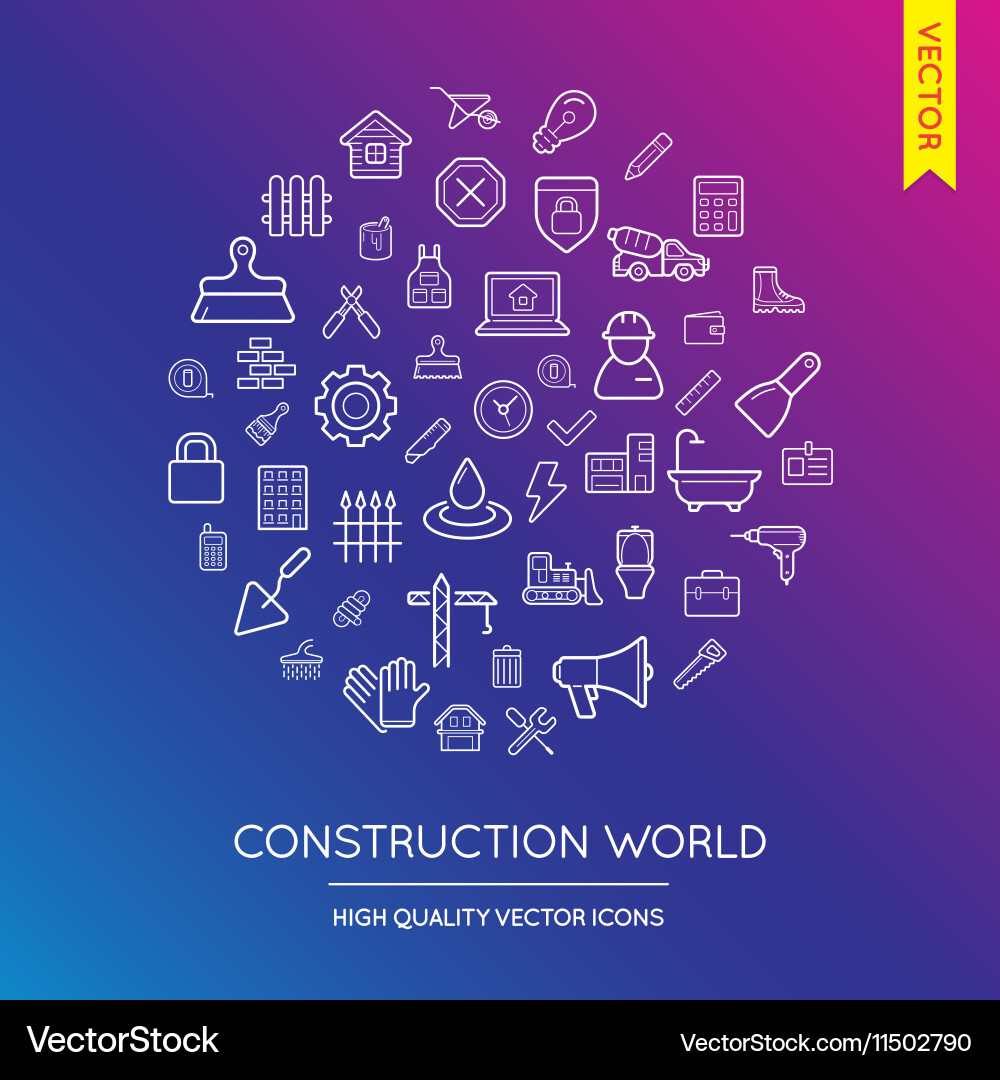 Set of construction modern flat thin icons Vector Image