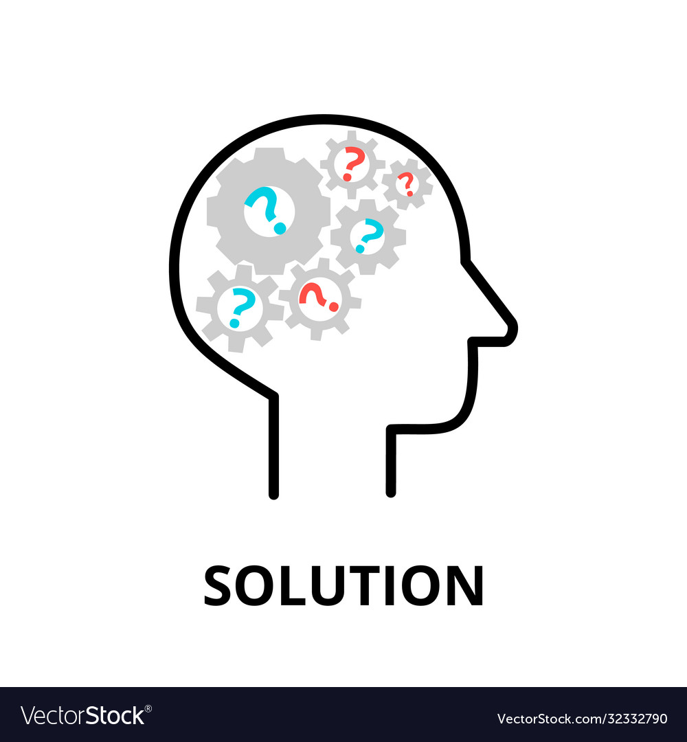 Solution icon flat thin line Royalty Free Vector Image