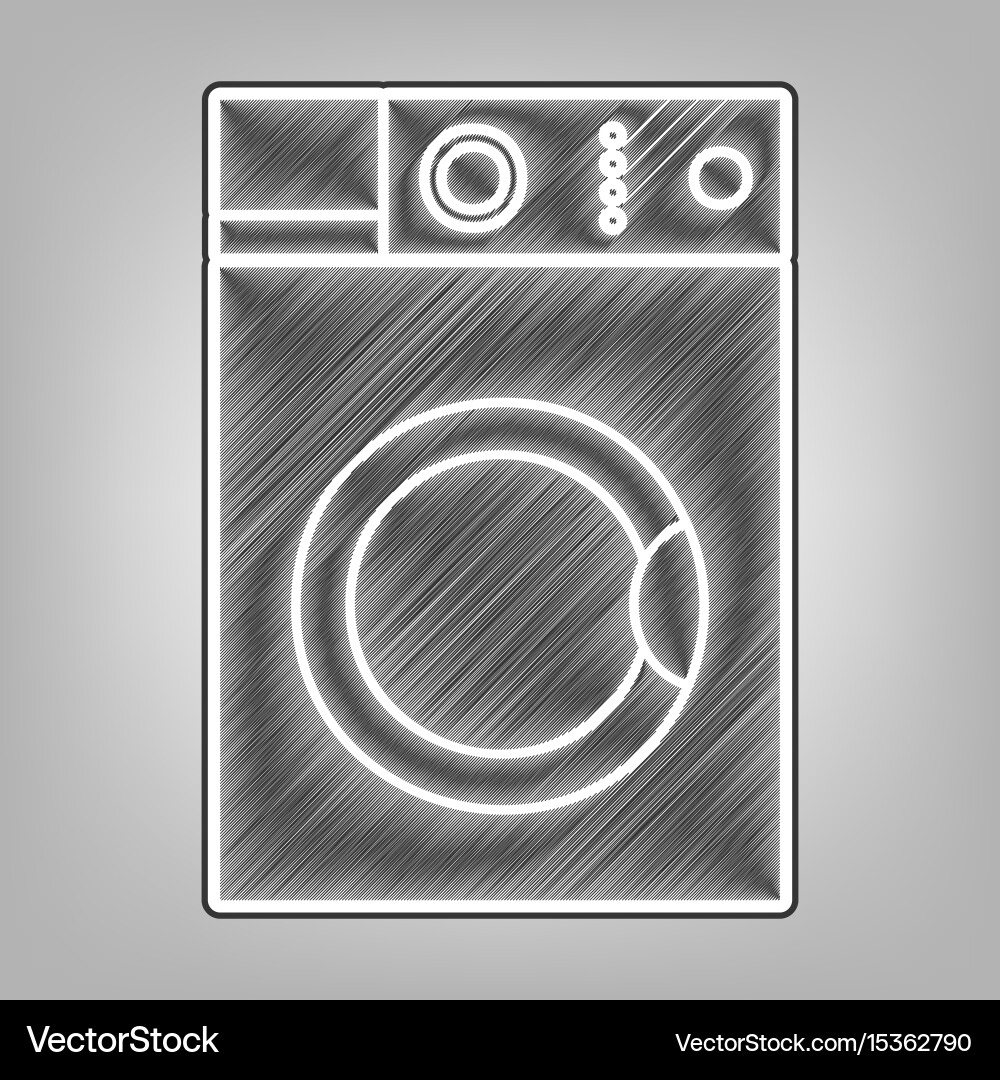 Washing machine sign pencil sketch Royalty Free Vector Image