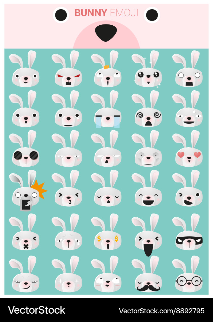 Bunny emoji icons Royalty Free Vector Image - VectorStock