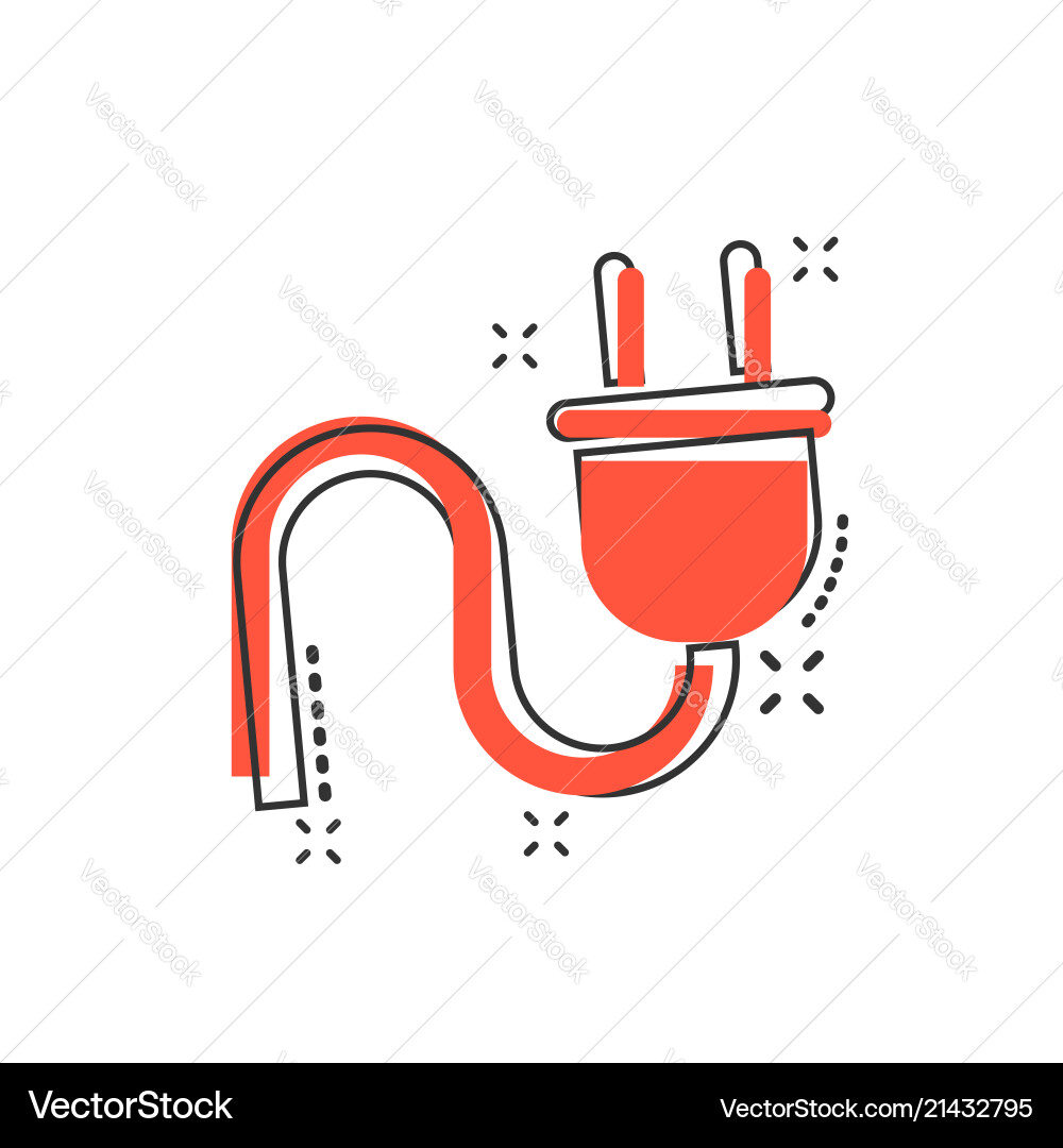 Cartoon electric plug icon in comic style power Vector Image