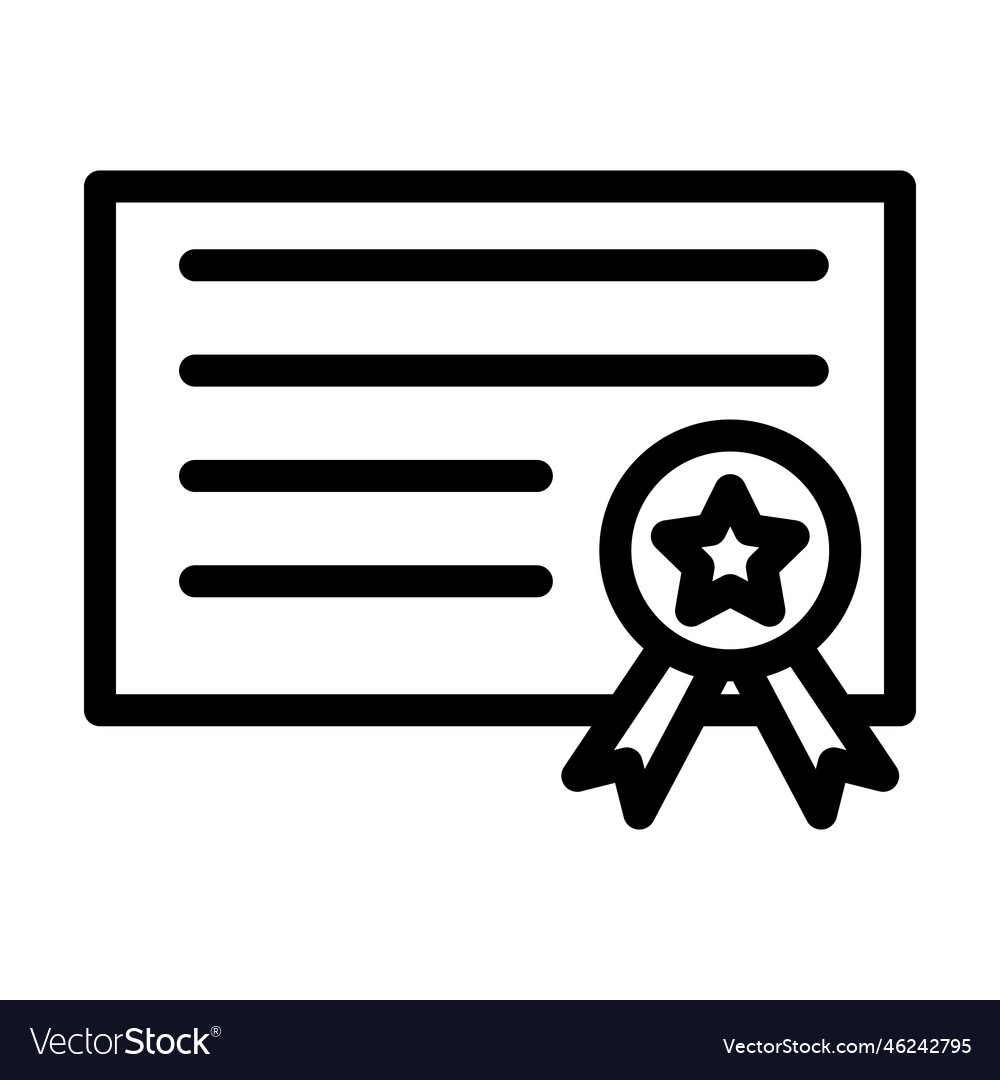 Certificate thick line icon Royalty Free Vector Image