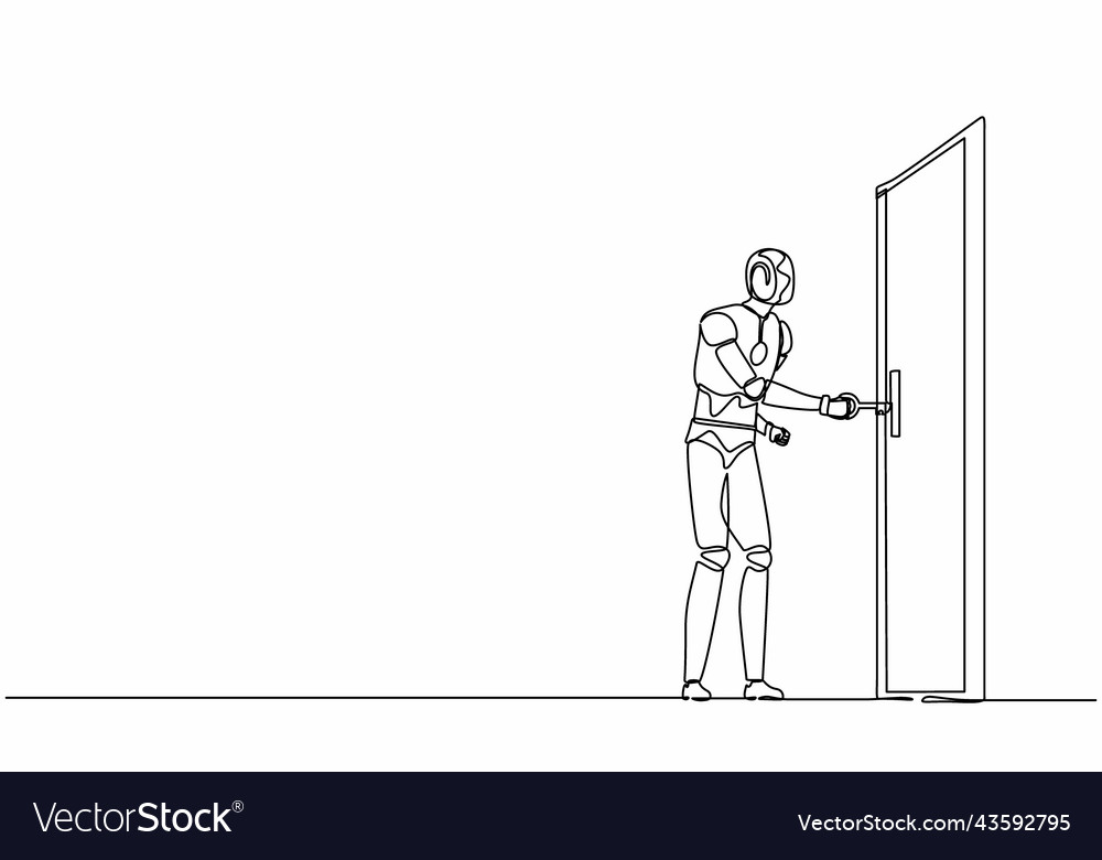 Continuous one line drawing robots stands Vector Image Continuous one line drawing robots stands Vector Image