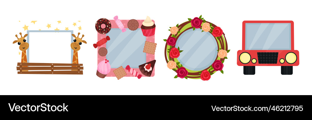Cute photo frames and border for picture Vector Image