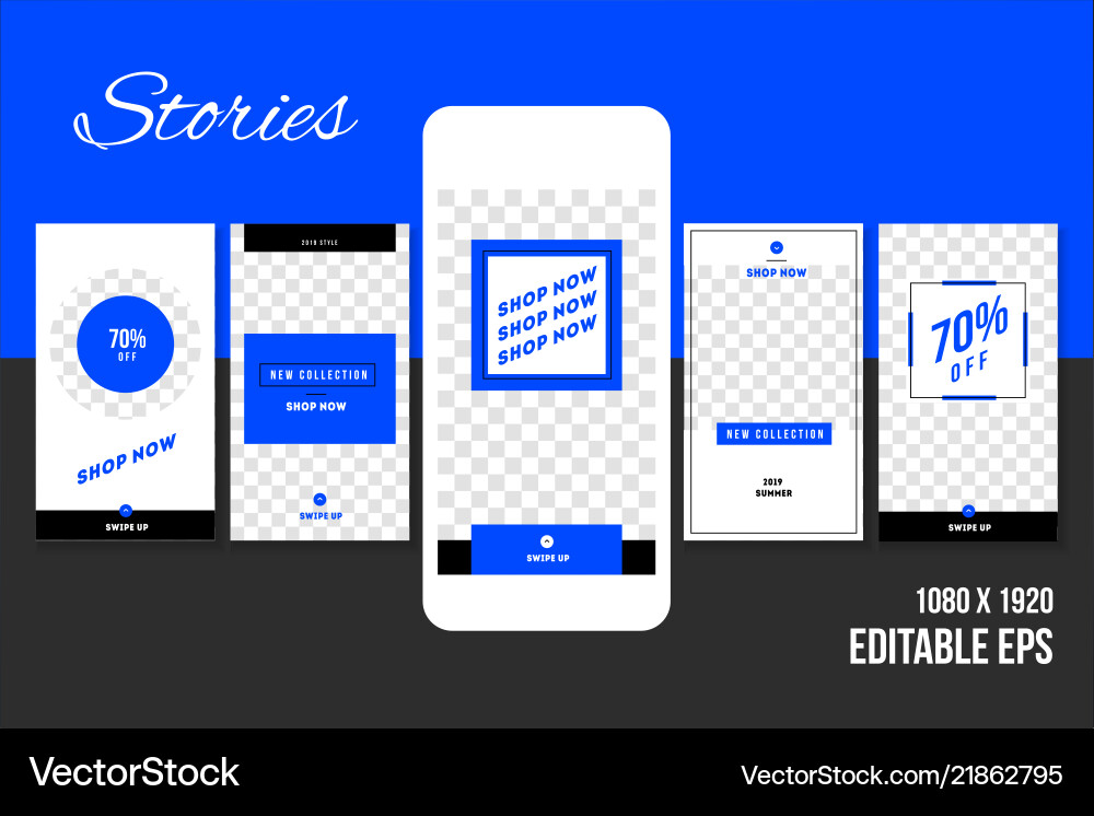 Editable social media stories Royalty Free Vector Image