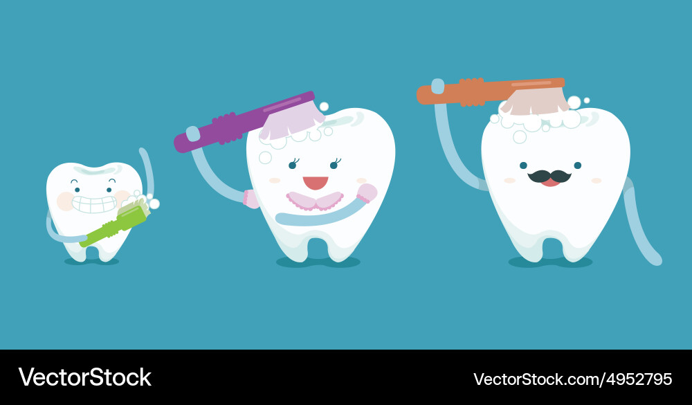 Family teeth are brushing Royalty Free Vector Image