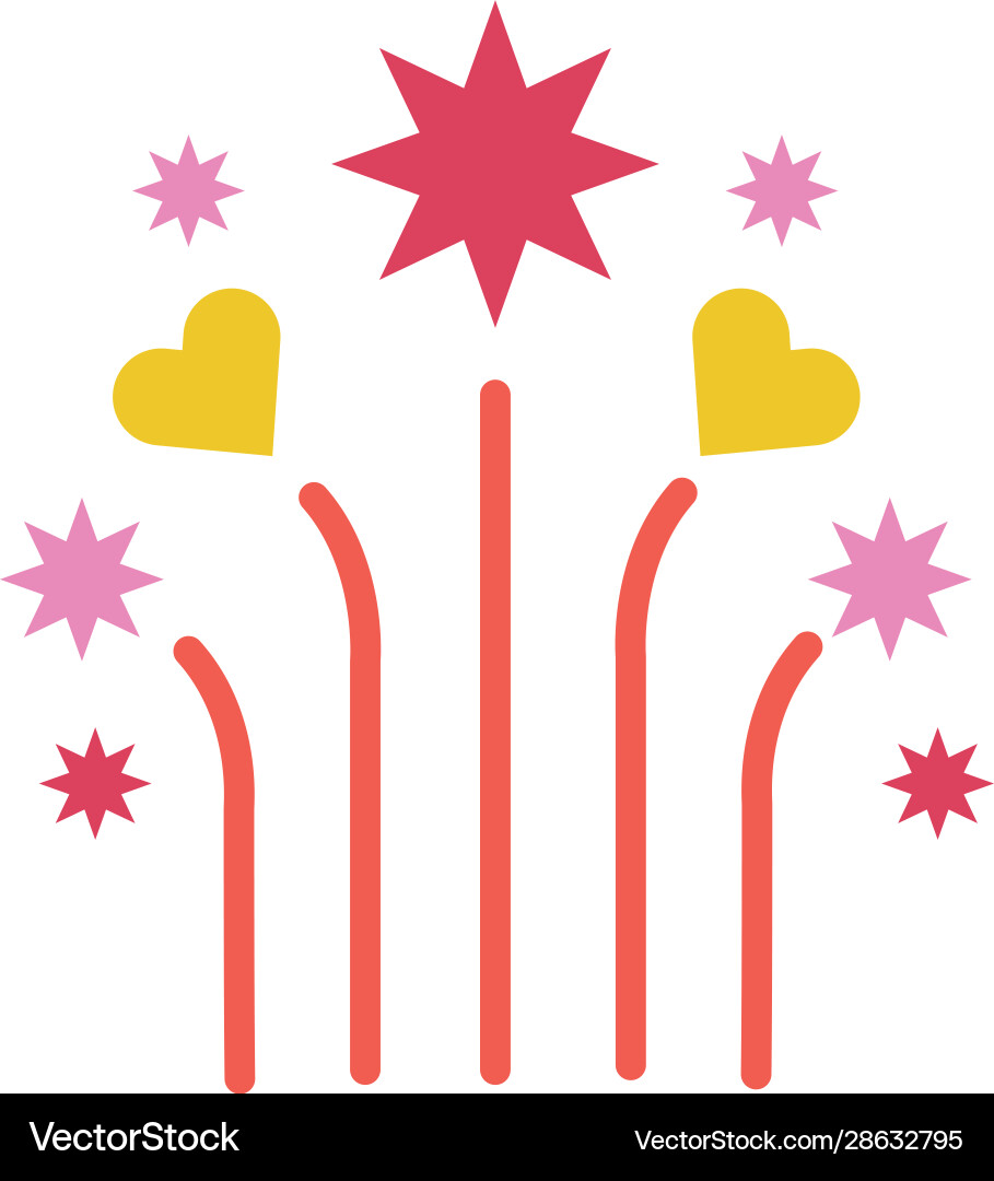 Fireworks explosion splash with stars and heart Vector Image
