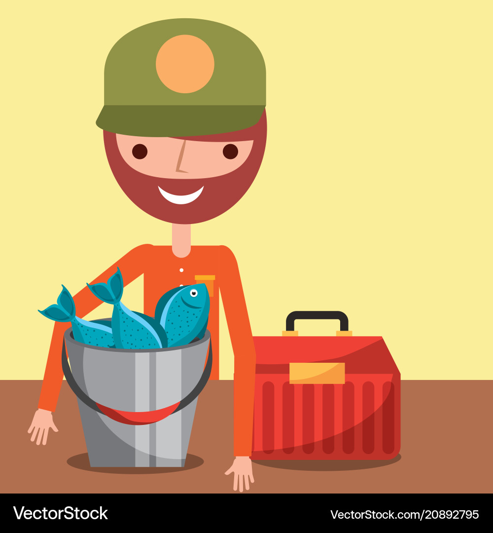 Fishing people cartoon Royalty Free Vector Image