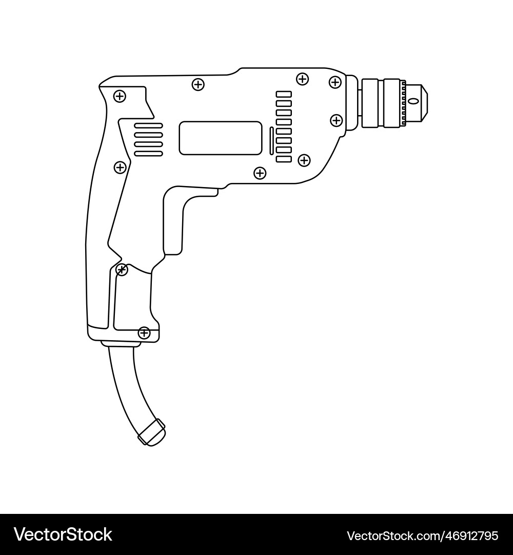 Hand drill outline icon on isolated white Vector Image