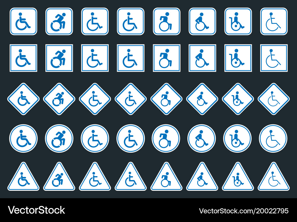 Handicap sign set disabled icons Royalty Free Vector Image
