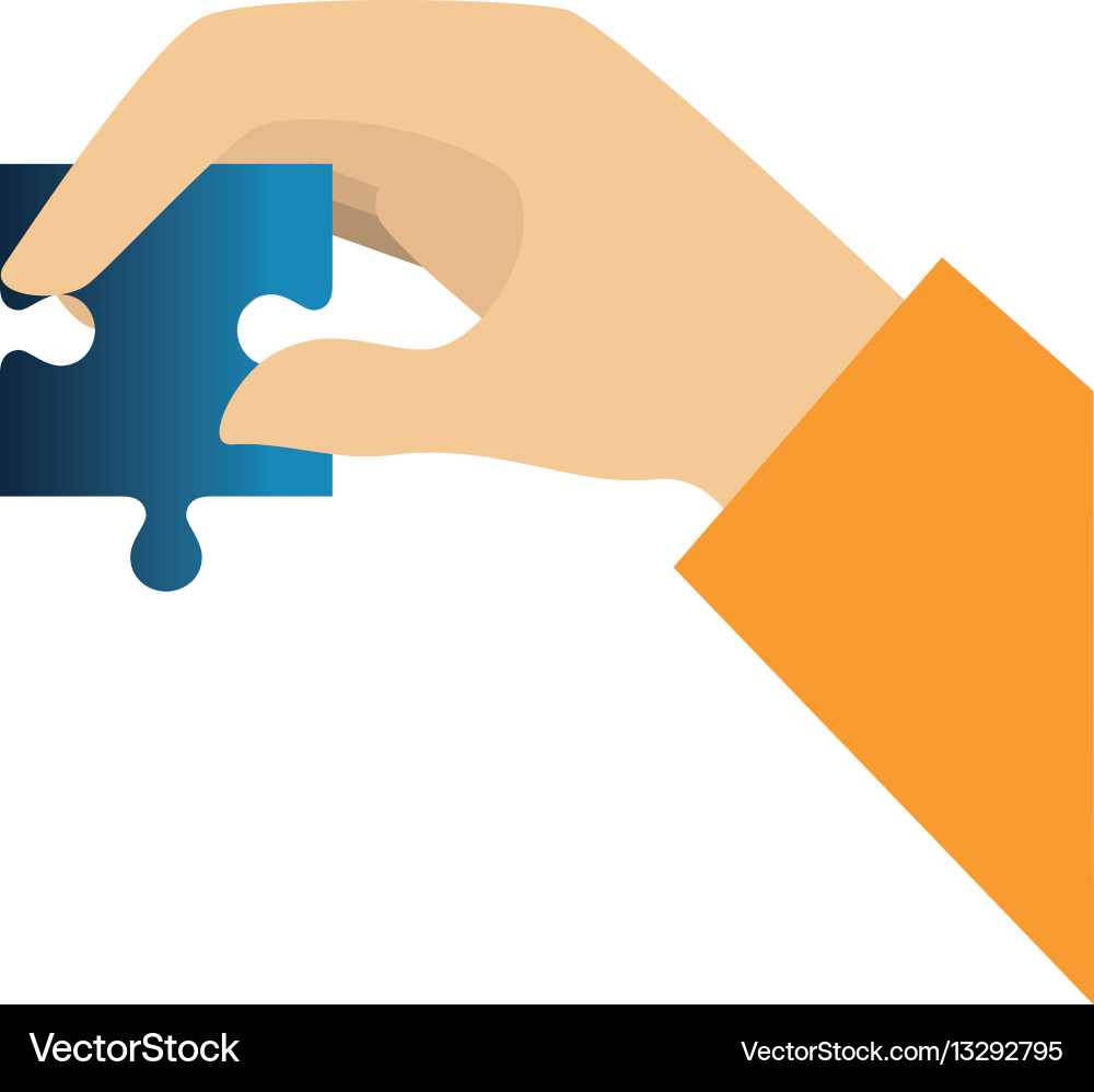 Hands human with puzzle game pieces isolated icon Vector Image