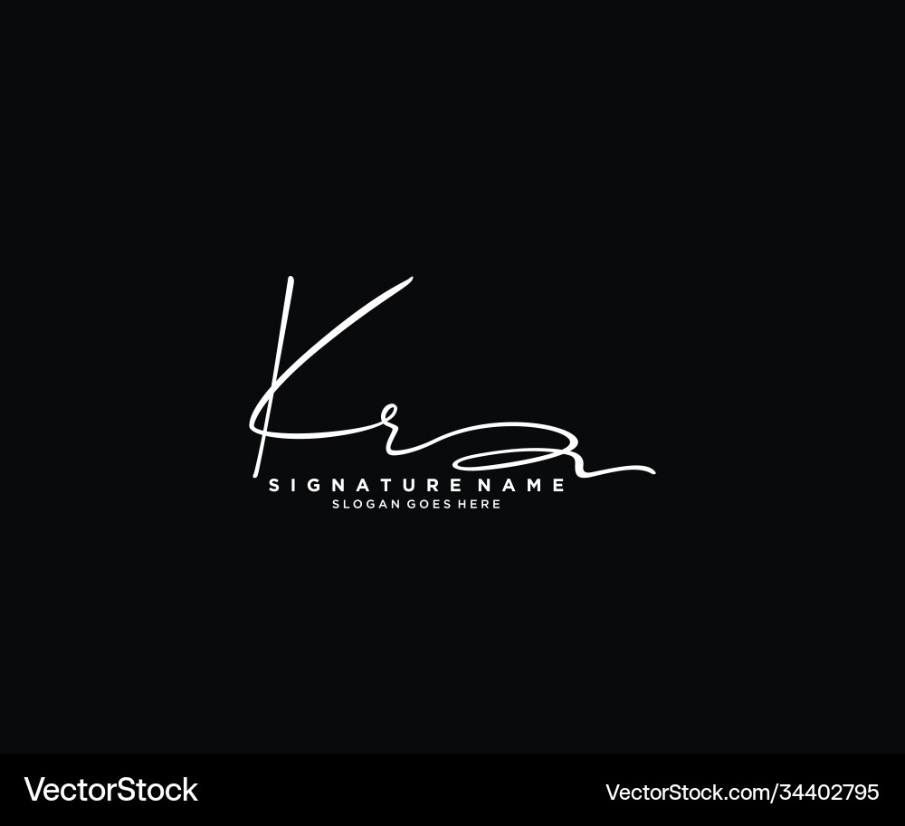 Letter kr signature logo template Royalty Free Vector Image