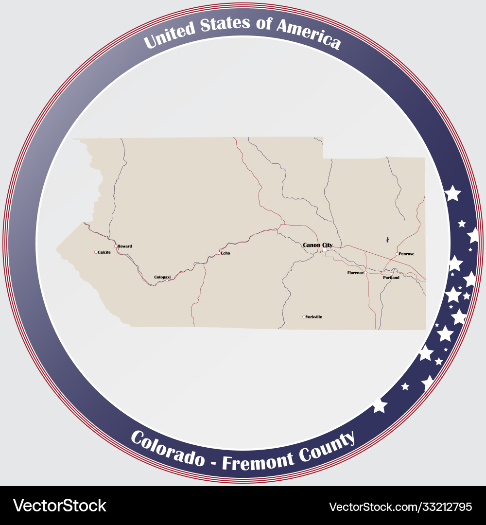 Map fremont county in colorado Royalty Free Vector Image